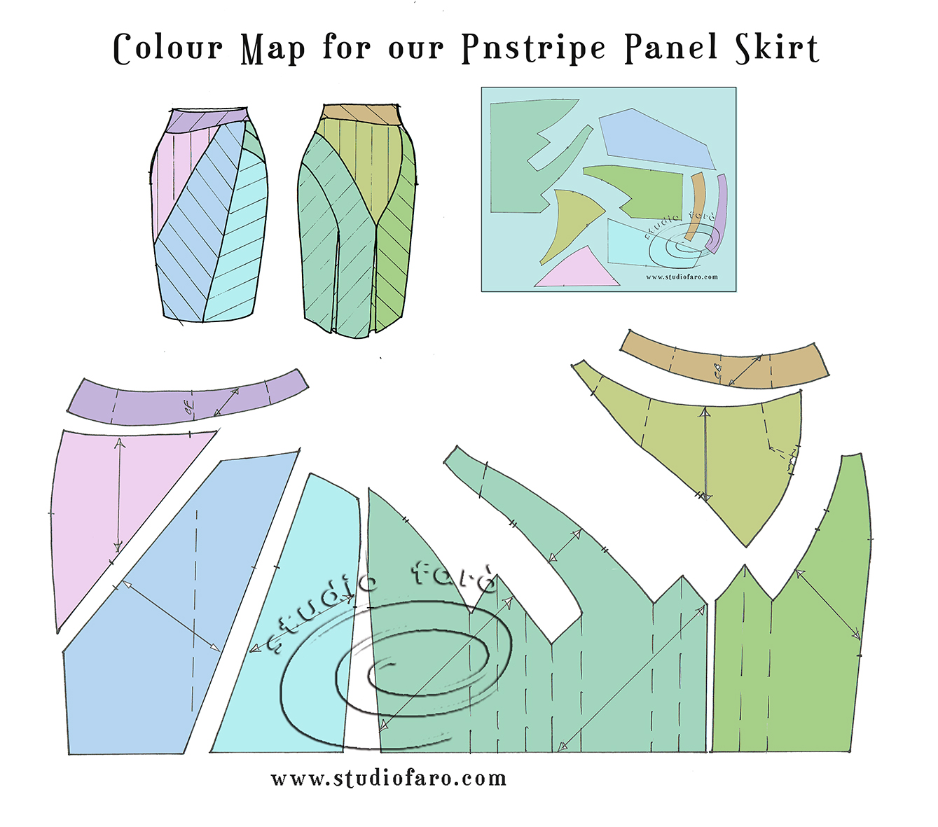 Studio Faro | Drape Skirt Patterns using my Skirt Block