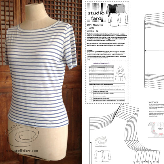 Studio Faro | Boat Neck Tee Shirt PDF Sewing Pattern